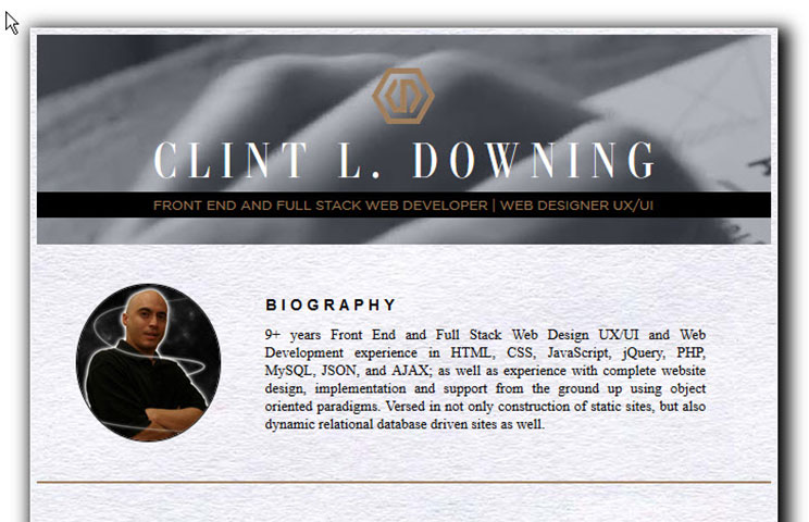 Clint L. Downing - Front End and Full Stack Web Developer - Web Designer UX UI